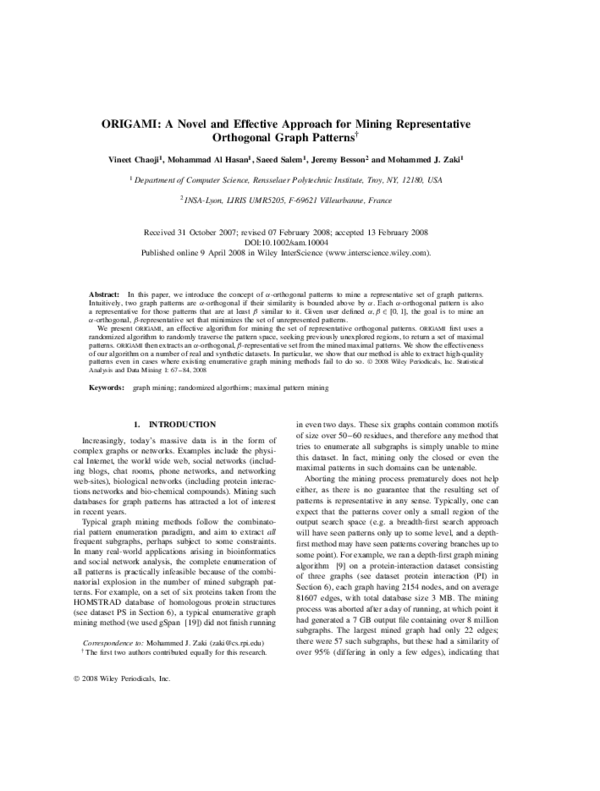 (PDF) ORIGAMI: A Novel and Effective Approach for Mining Representative Orthogonal Graph ...