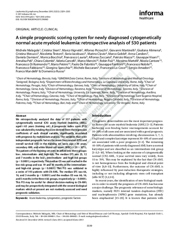 (PDF) A simple prognostic scoring system for newly diagnosed ...