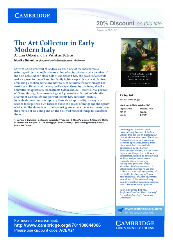 (PDF) The Art Collector in Early Modern Italy: Andrea Odoni and his ...