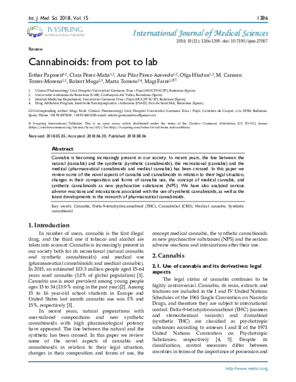 (PDF) Cannabinoids: from pot to lab
