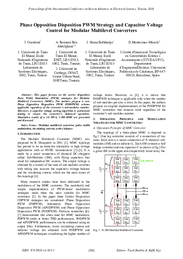 (PDF) Phase Opposition Disposition PWM Strategy and Capacitor Voltage Control for Modular ...