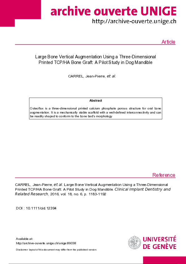 (PDF) Large Bone Vertical Augmentation Using a Three-Dimensional ...