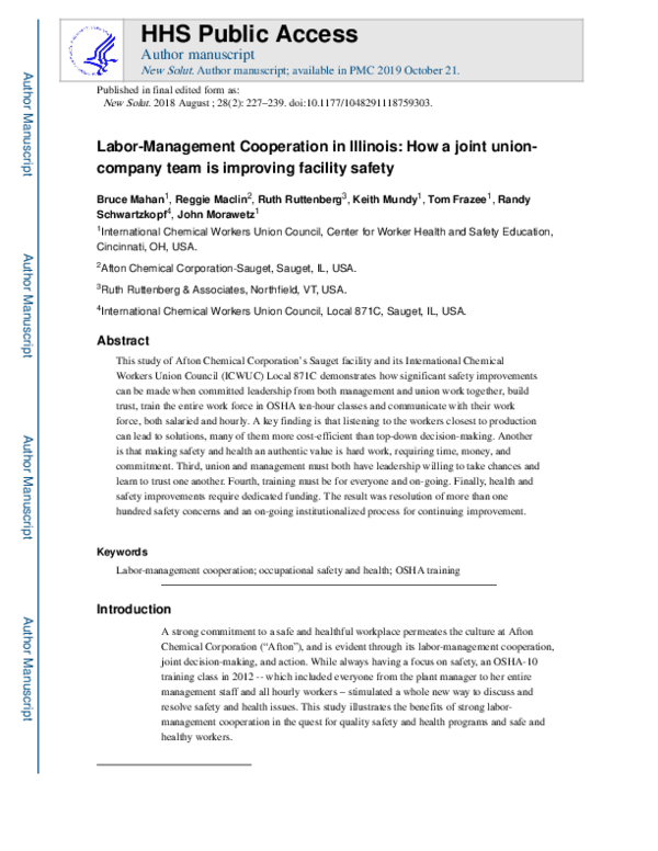 (PDF) Labor-Management Cooperation in Illinois: How a Joint Union ...