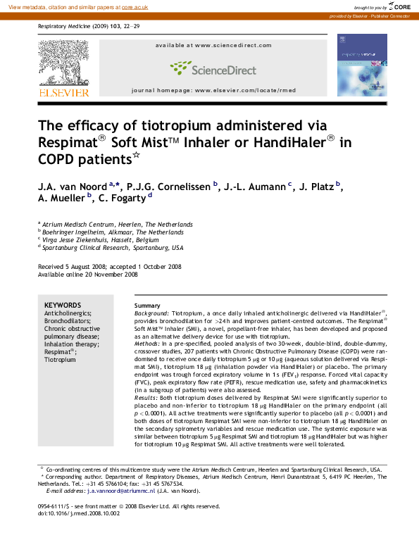 (PDF) The efficacy of tiotropium administered via Respimat® Soft Mist ...