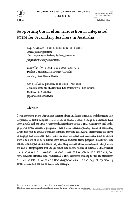 (PDF) Supporting Curriculum Innovation in Integrated STEM for Secondary ...