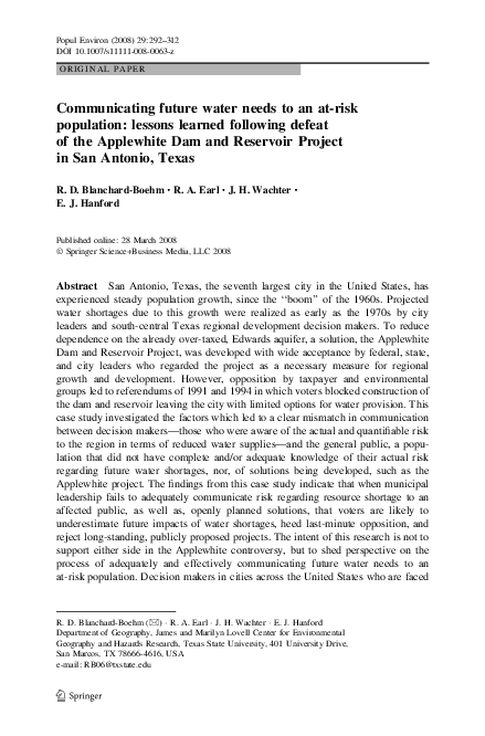 (PDF) Communicating future water needs to an at-risk population ...