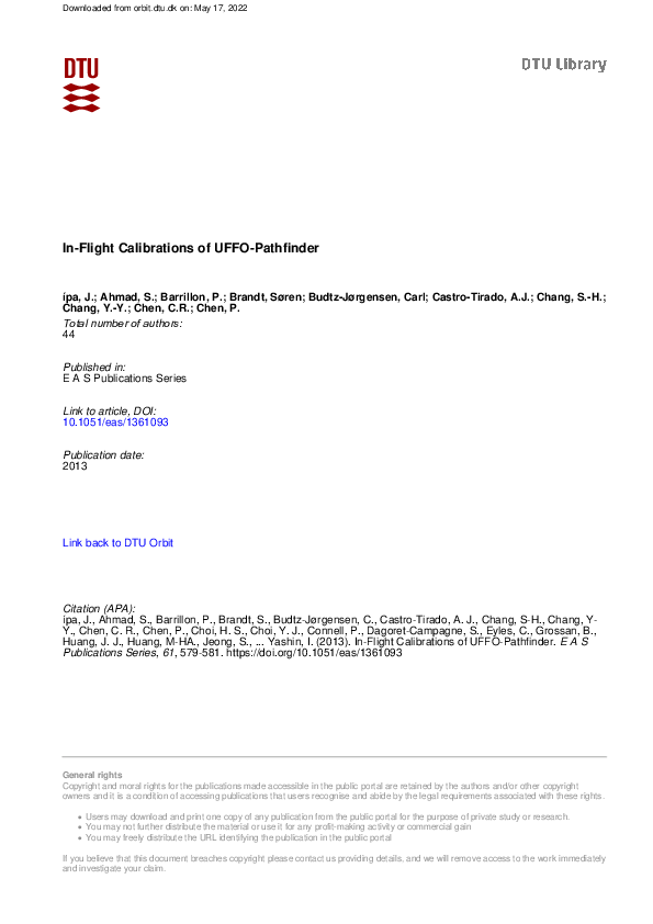 (PDF) In-Flight Calibrations of UFFO-Pathfinder