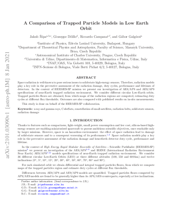 (PDF) A comparison of trapped particle models in low Earth orbit