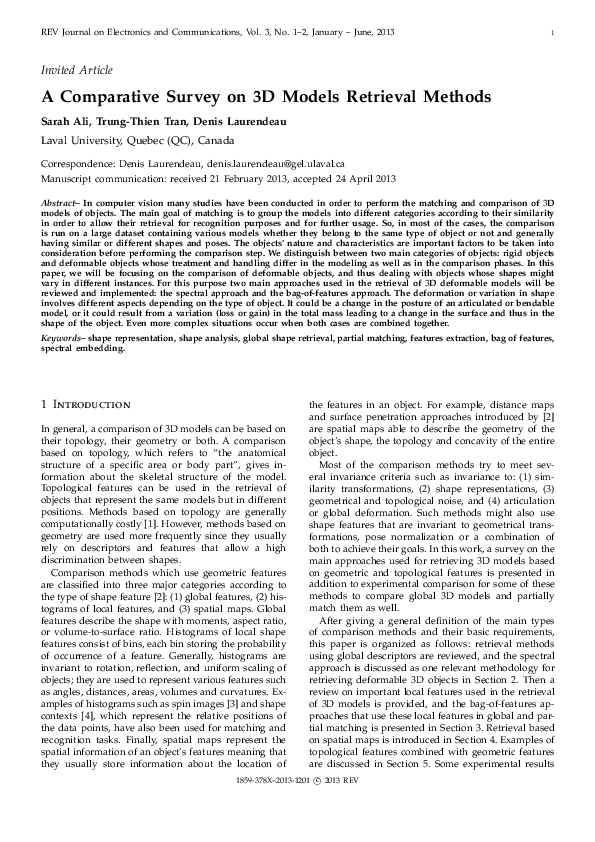 Pdf A Comparative Survey On 3d Models Retrieval Methods