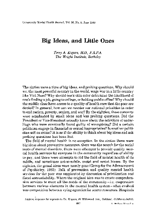 (PDF) Big ideas, and little ones
