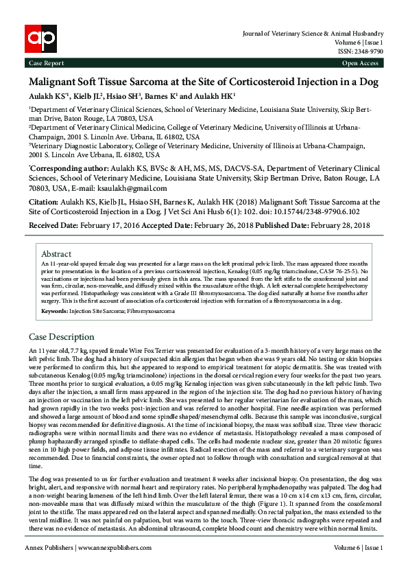 (PDF) Malignant Soft Tissue Sarcoma at the Site of Corticosteroid ...