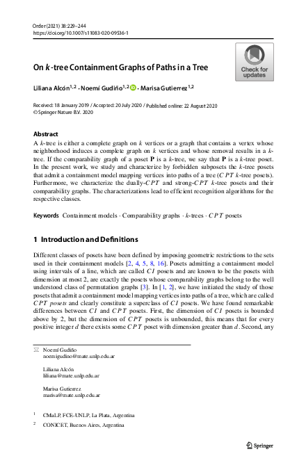 (PDF) On k-tree Containment Graphs of Paths in a Tree
