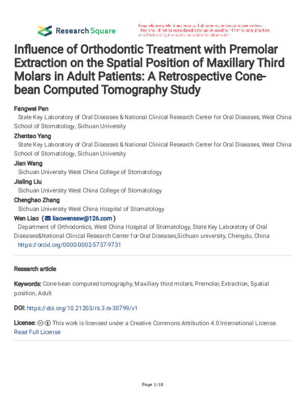 (PDF) Influence of Orthodontic Treatment with Premolar Extraction on ...