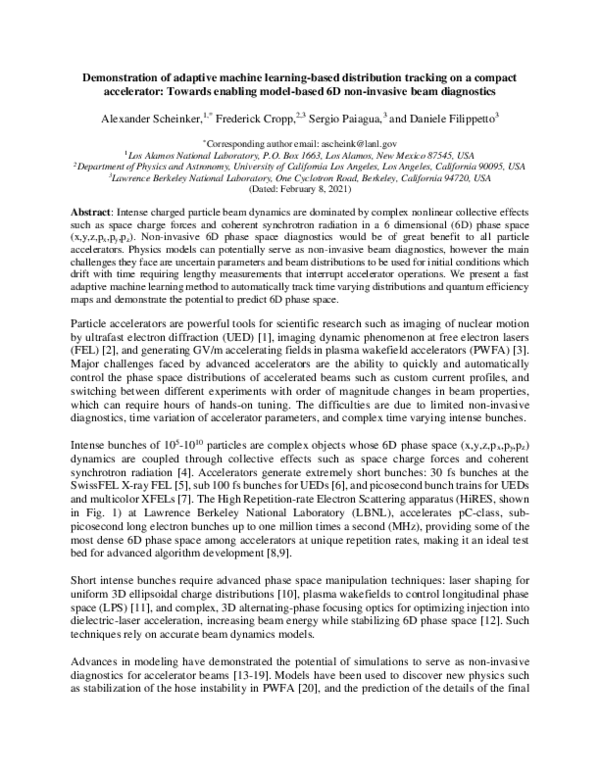 (PDF) Demonstration of adaptive machine learning-based distribution tracking on a compact ...