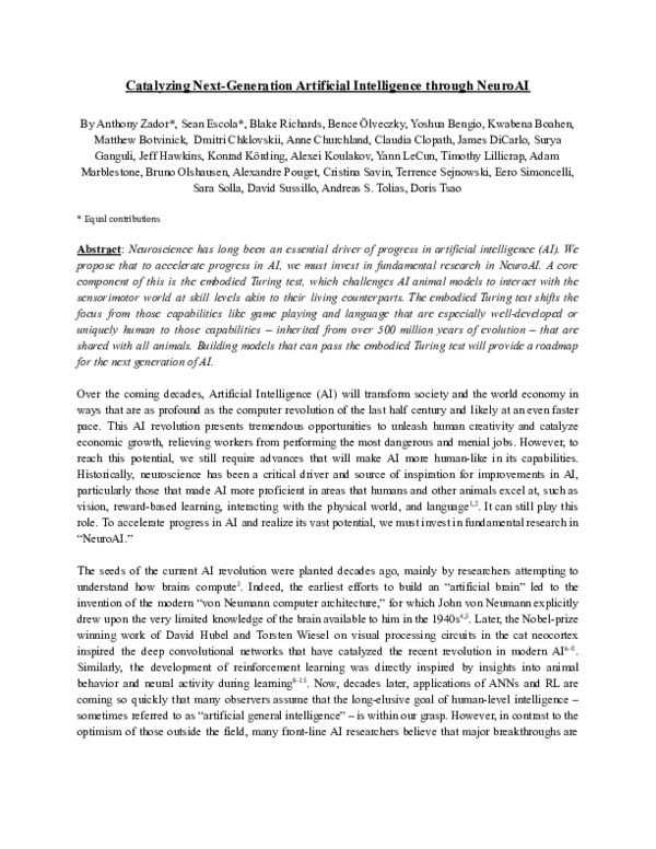 (PDF) Toward Next-Generation Artificial Intelligence: Catalyzing the ... (PDF) Toward Next-Generation Artificial Intelligence: Catalyzing the ...