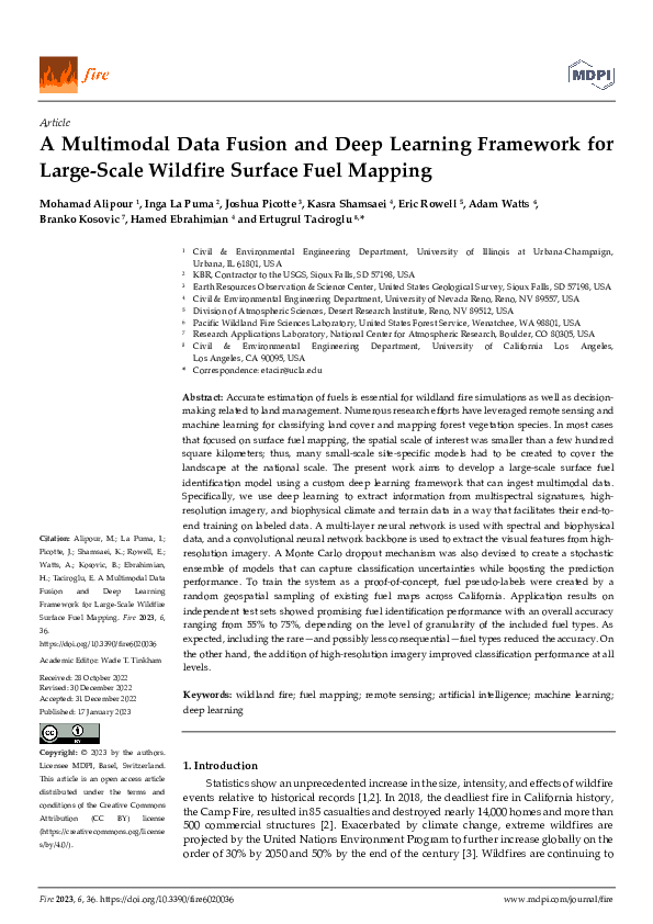 (PDF) A Multimodal Data Fusion and Deep Learning Framework for Large-Scale Wildfire Surface Fuel ...