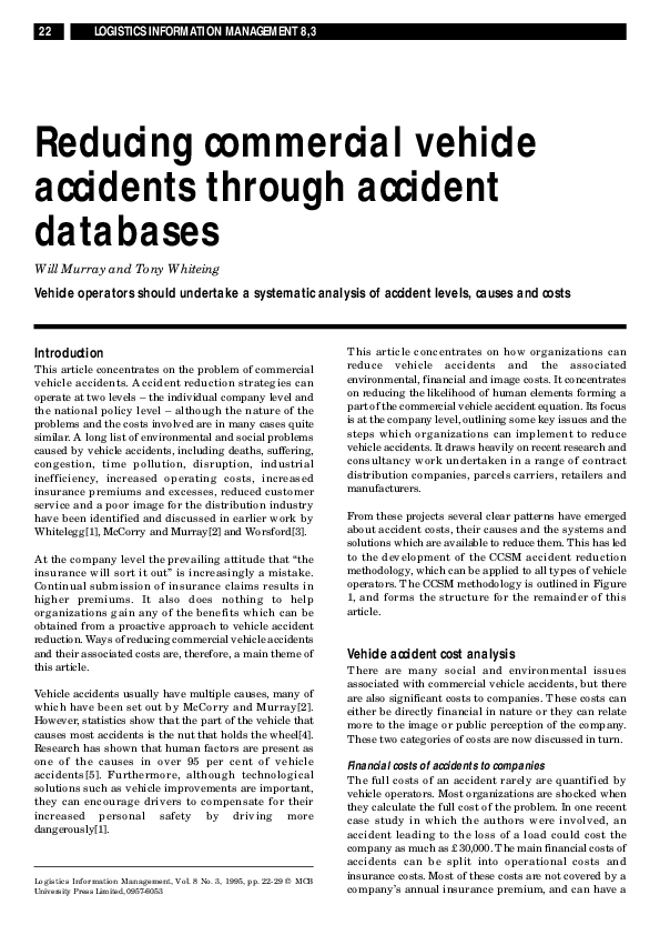 (PDF) Reducing commercial vehicle accidents through accident databases