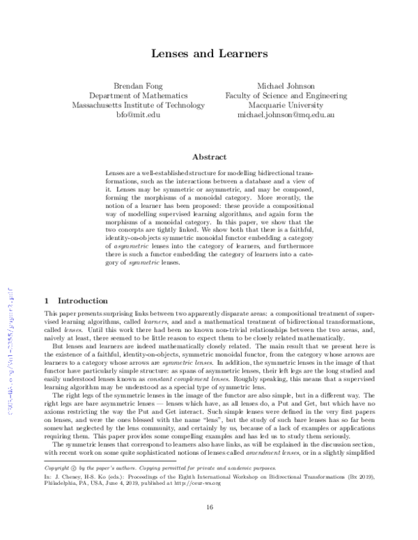 (PDF) Lenses and Learners