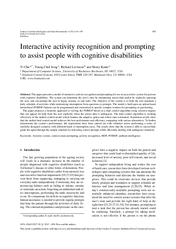 (PDF) Interactive activity recognition and prompting to assist people with cognitive ...