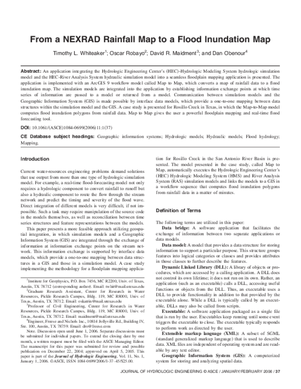 (PDF) From a NEXRAD Rainfall Map to a Flood Inundation Map