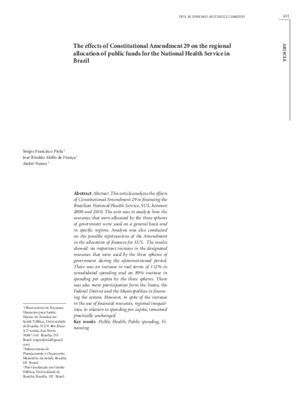 (PDF) The effects of Constitutional Amendment 29 on the regional ...