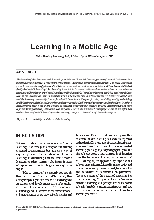 (PDF) Learning in a Mobile Age