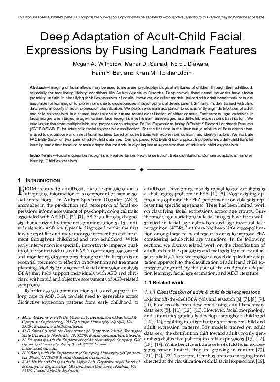 (PDF) Deep Adaptation of Adult-Child Facial Expressions by Fusing Landmark Features