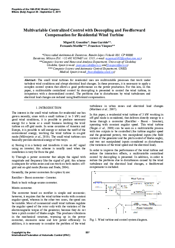 (PDF) Multivariable Centralized Control with Decoupling and Feedforward Compensation for ...