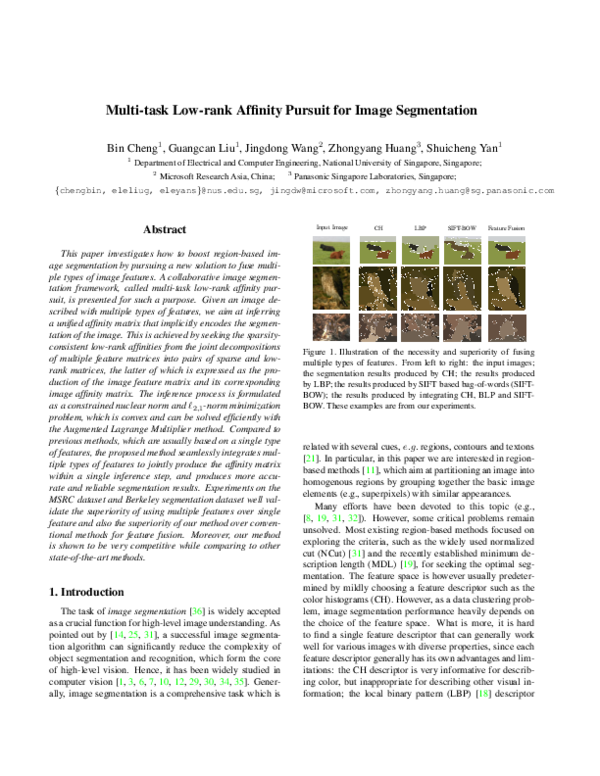 (PDF) Multi-task low-rank affinity pursuit for image segmentation