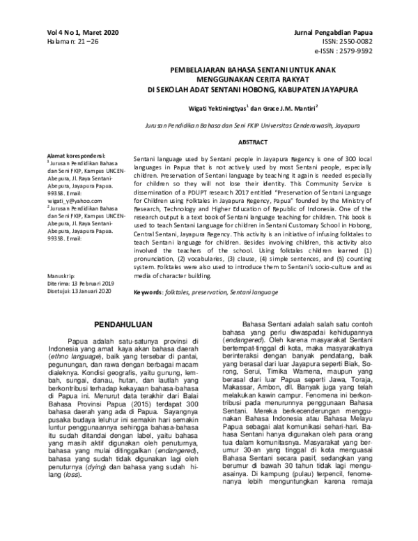(PDF) Pembelajaran Bahasa Sentani Untuk Anak Menggunakan Cerita Rakyat ...