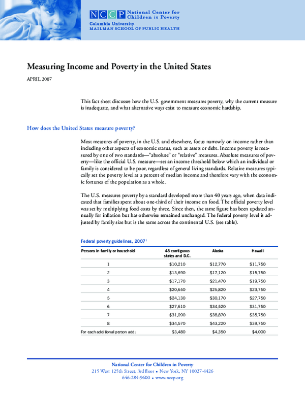 (PDF) Measuring Income and Poverty in the United States