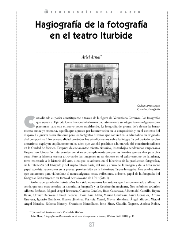 (PDF) Hagiografía de la fotografía en el teatro Iturbide