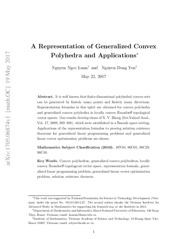 (PDF) A representation of generalized convex polyhedra and applications | Nguyen Luan - Academia.edu