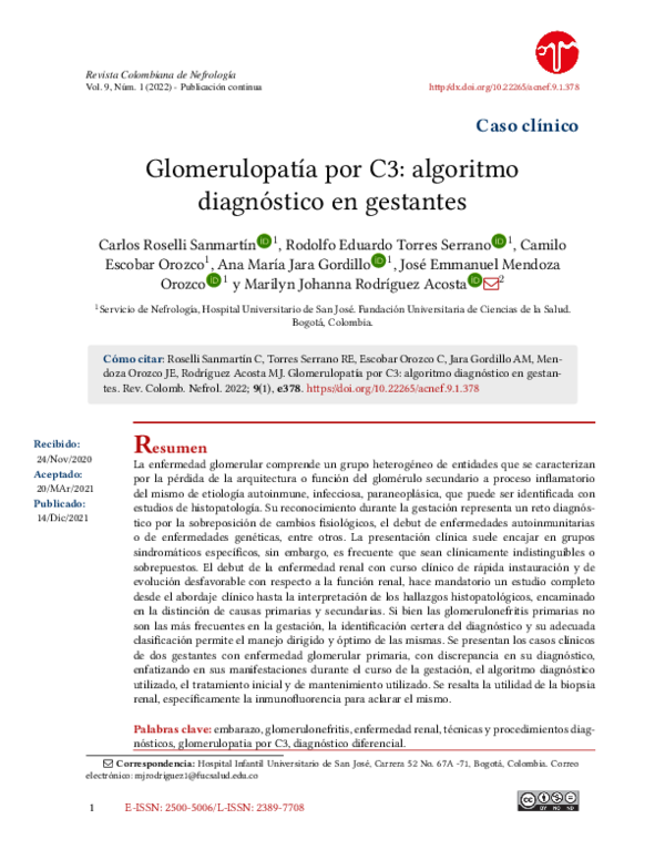 (PDF) Glomerulopatía por C3: algoritmo diagnóstico en gestantes ...
