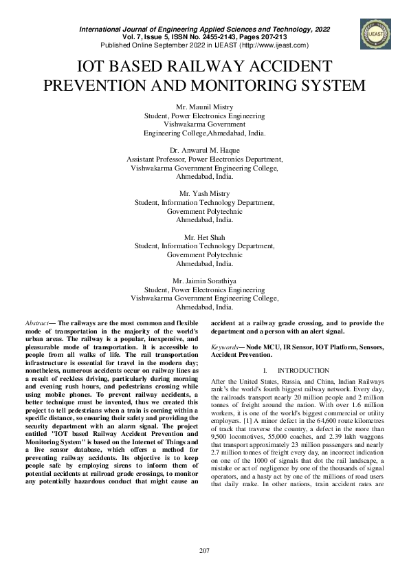 (PDF) IoT-Based System for Railway Accident Prevention & Monitoring