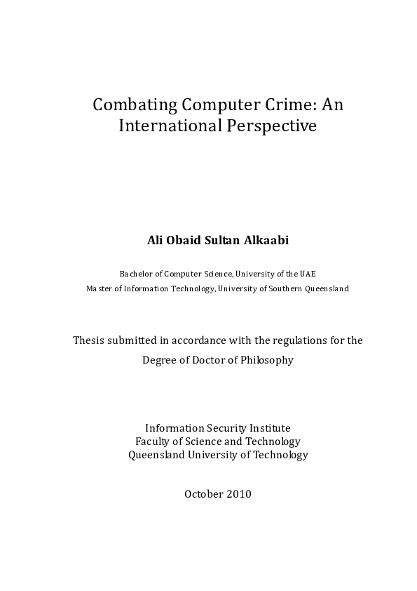 (PDF) Combating computer crime: an international perspective