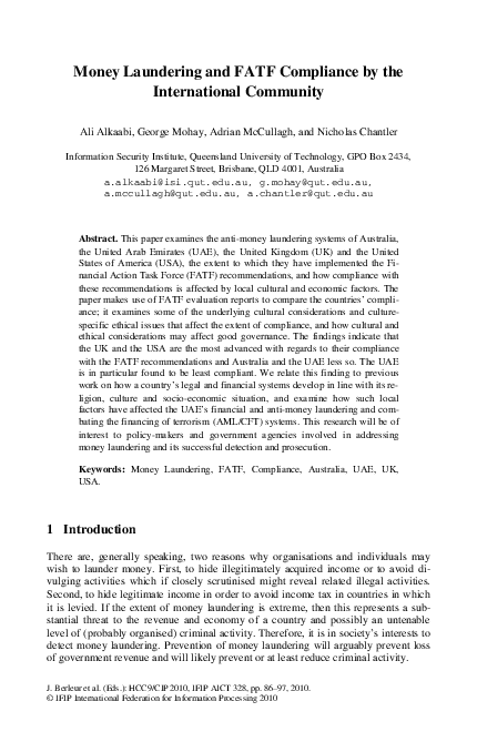(PDF) Money Laundering and FATF Compliance by the International Community | Ali B I N Shakbout ...