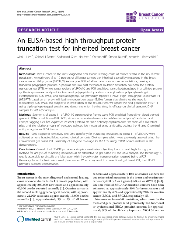 (PDF) An ELISA-based high throughput protein truncation test for ...