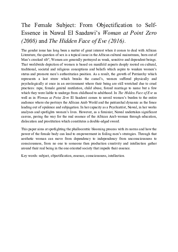 (DOC) The Female Subject: From Objectification to Self-Essence in Nawal ...