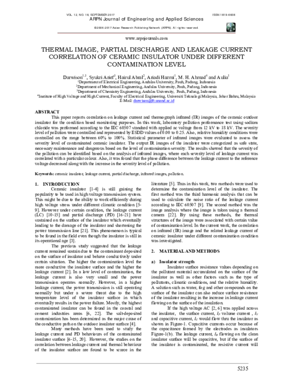 (PDF) Thermal image, partial discharge and leakage current correlation ...