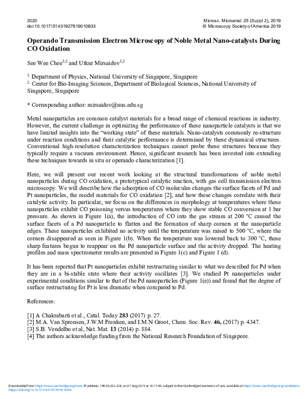 (PDF) Operando Transmission Electron Microscopy of Noble Metal Nano ...