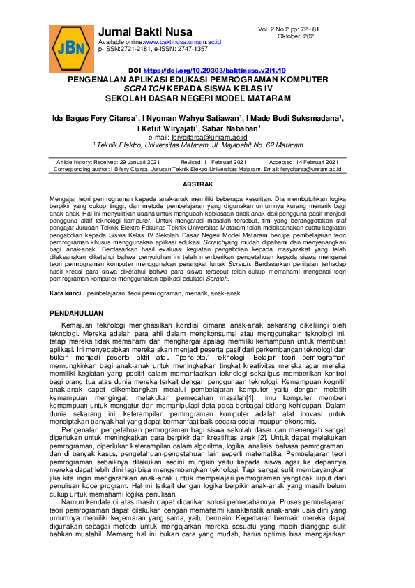 (PDF) Pengenalan Aplikasi Edukasi Pemrograman Komputer Scratch Kepada Siswa Kelas IV Sekolah ...