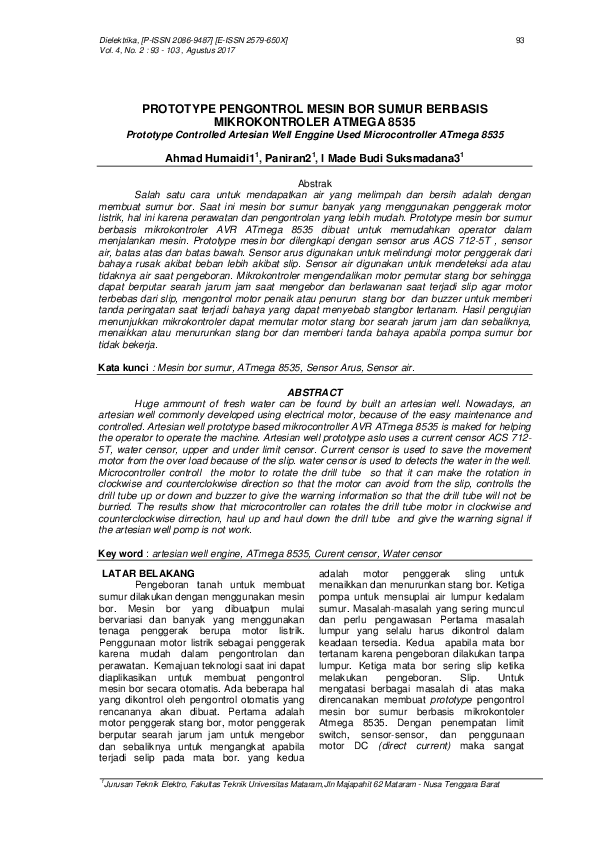 (PDF) Prototype Pengontrol Mesin Bor Sumur Berbasis Mikrokontroler ...