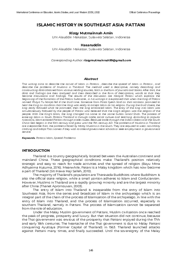 (PDF) Islamic History in Southeast Asia: Pattani