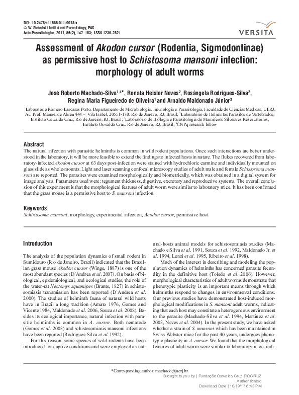 (PDF) Assessment of Akodon cursor (Rodentia, Sigmodontinae) as ...