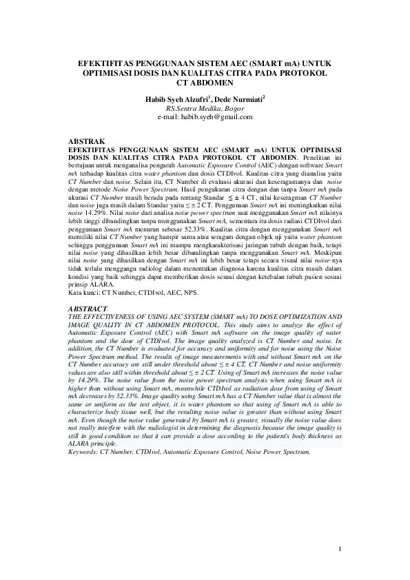 (PDF) Efektifitas Penggunaan Sistem AEC (Smart mA) untuk Optimisasi ...
