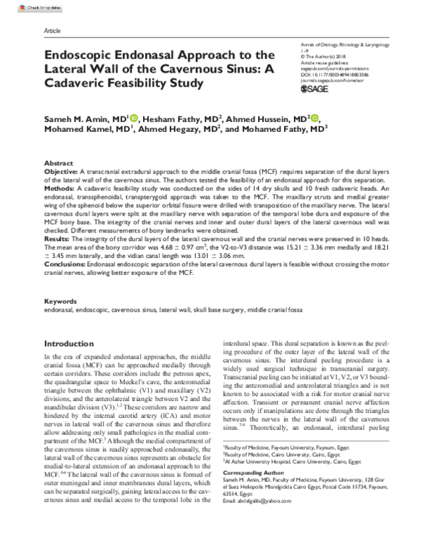 (PDF) Endoscopic Endonasal Approach to the Lateral Wall of the ...