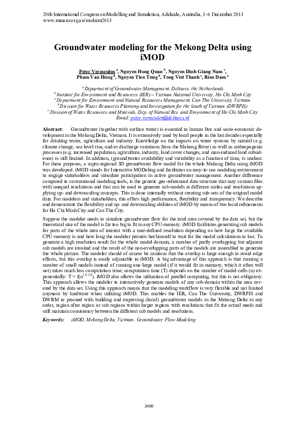 (PDF) Groundwater modeling for the Mekong Delta using iMOD