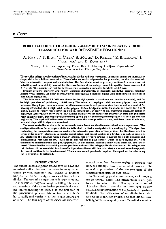 (PDF) Robotized rectifier bridge assembly incorporating diode classification and dependable ...