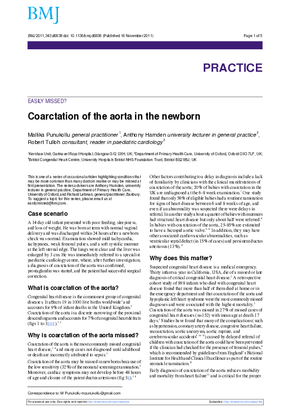 (PDF) Coarctation of the aorta in the newborn